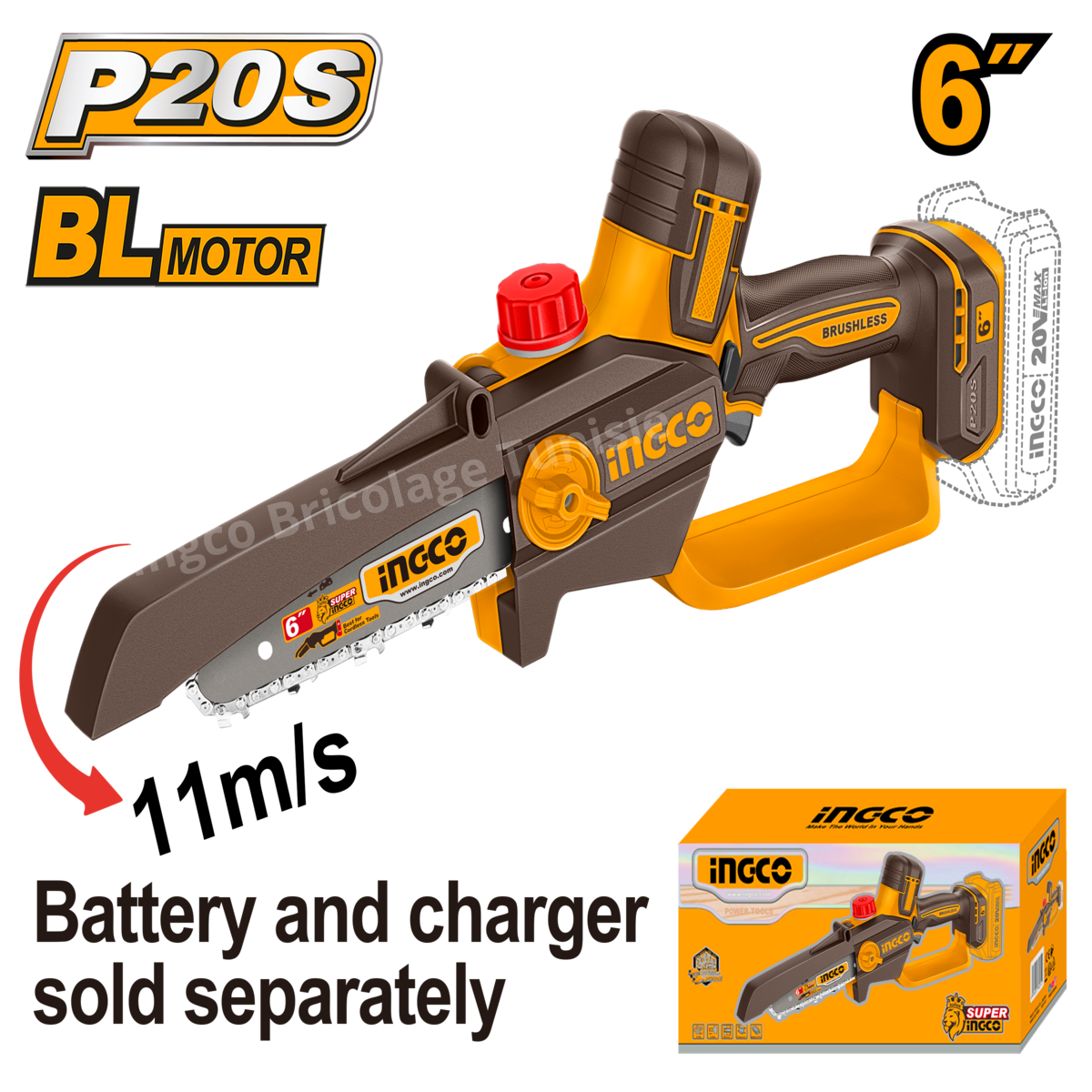 Mini tronçonneuse 20V – 6 pouces sans batterie INGCO - Ingco Bricolage ...